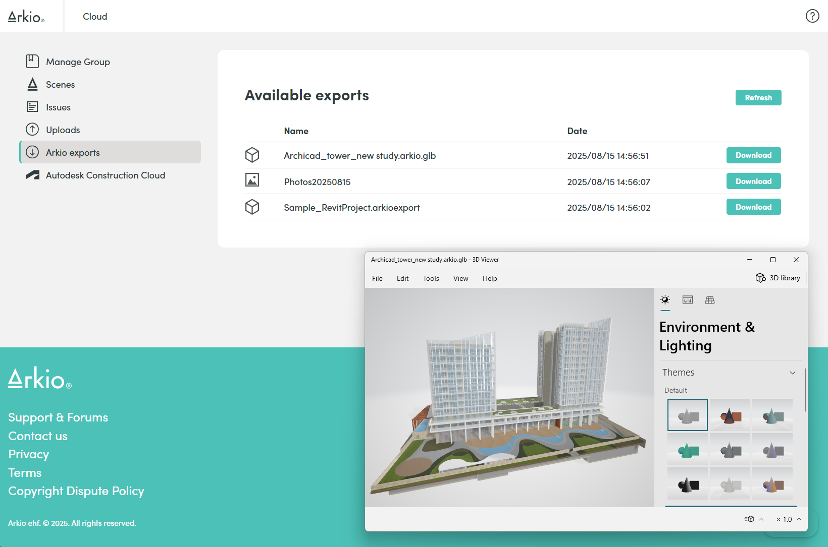 Arkio Cloud portal – Arkio